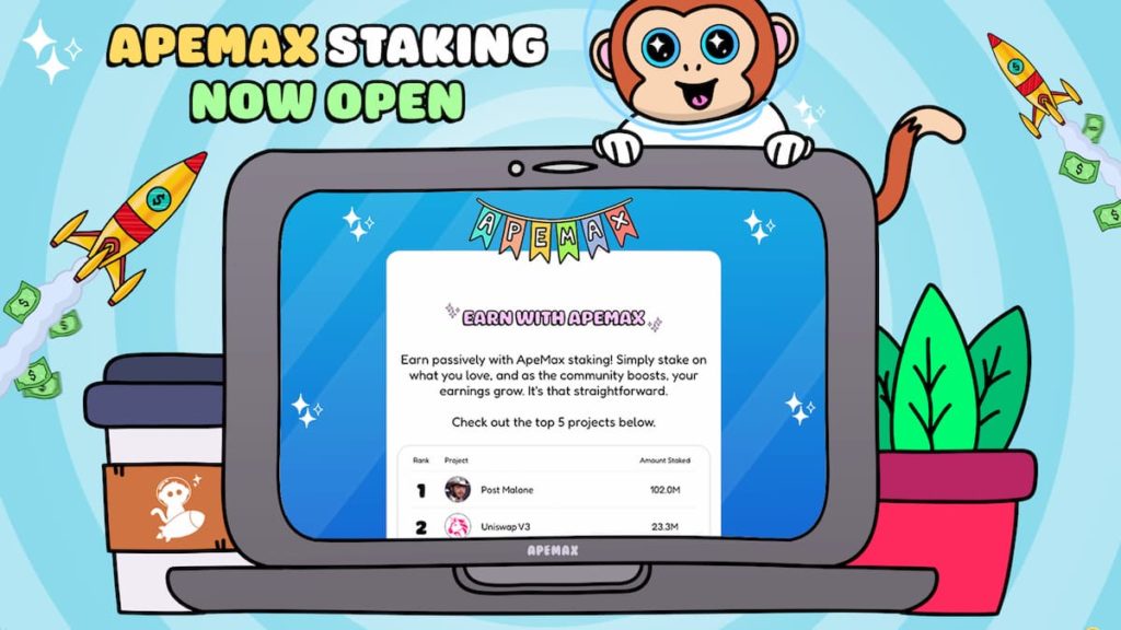 Introducing ApeMax, a new token with staking rewards that could outperform ETH staking returns.