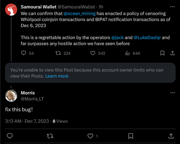Bitcoin privacy wallet says Jack Dorsey’s mining pool censored their ...