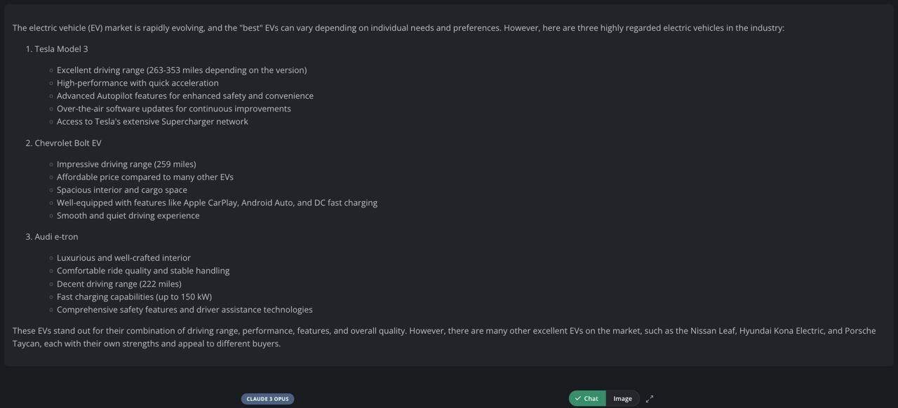 Claude Opus AI names 3 best electric vehicles to buy