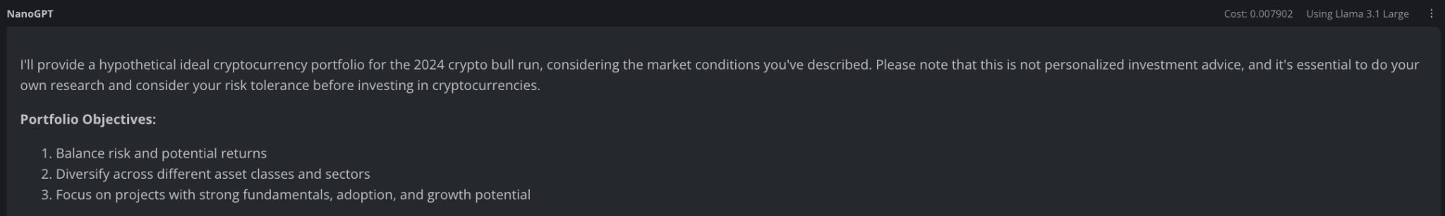 Meta AI builds ideal portfolio for the 2024 crypto bull run