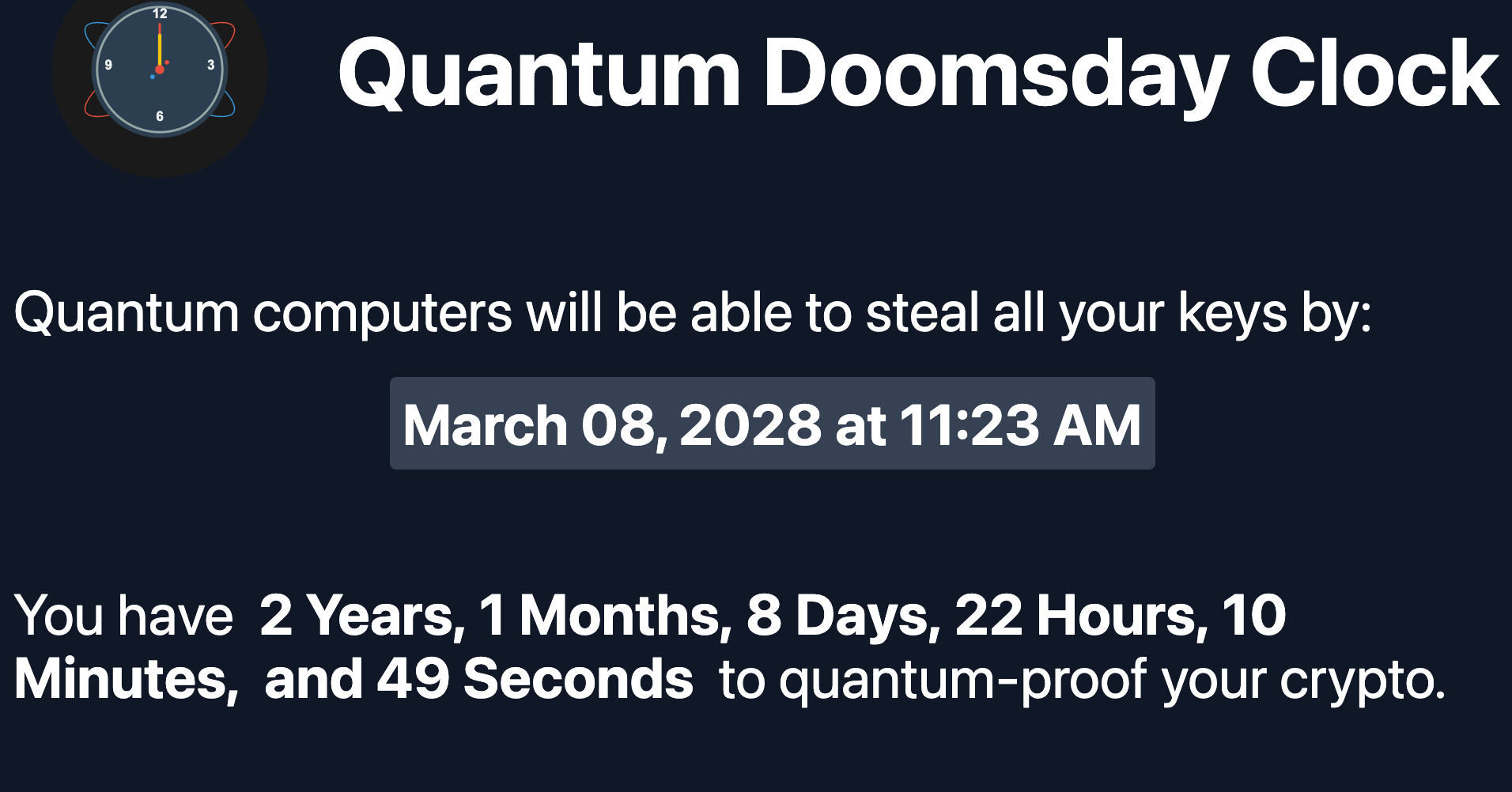 Bitcoin’s Doomsday Clock sets date when quantum computers will break ...